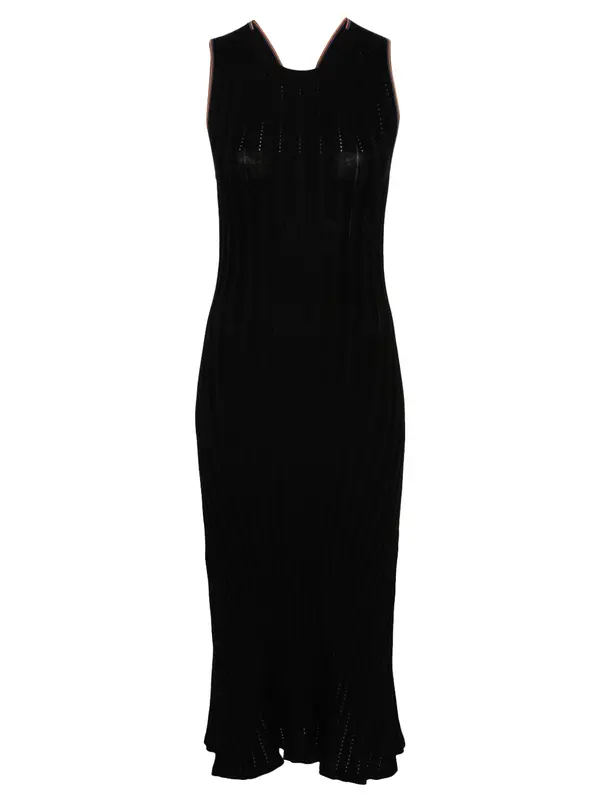 Paul Smith Stripe-trim Ribbed Maxi Dress - Black