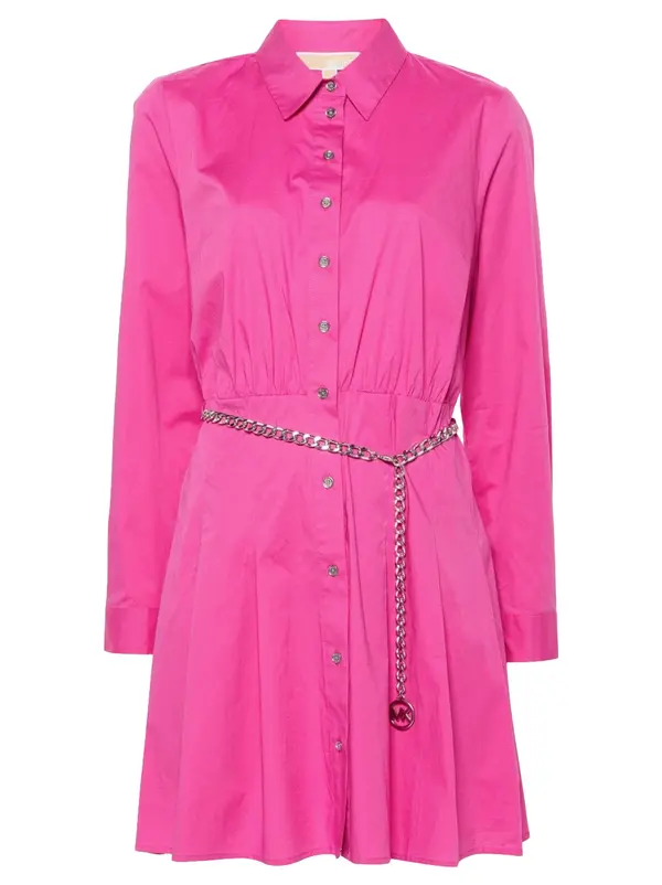 Michael Kors Belted Mini Shirt Dress - Pink