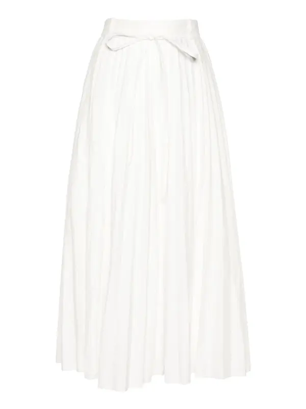 JOSEPH Plissé-effect Linen-blend Midi Skirt - White