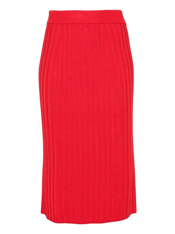 JOSEPH Chunky Ribbed Knit Skirt - Red