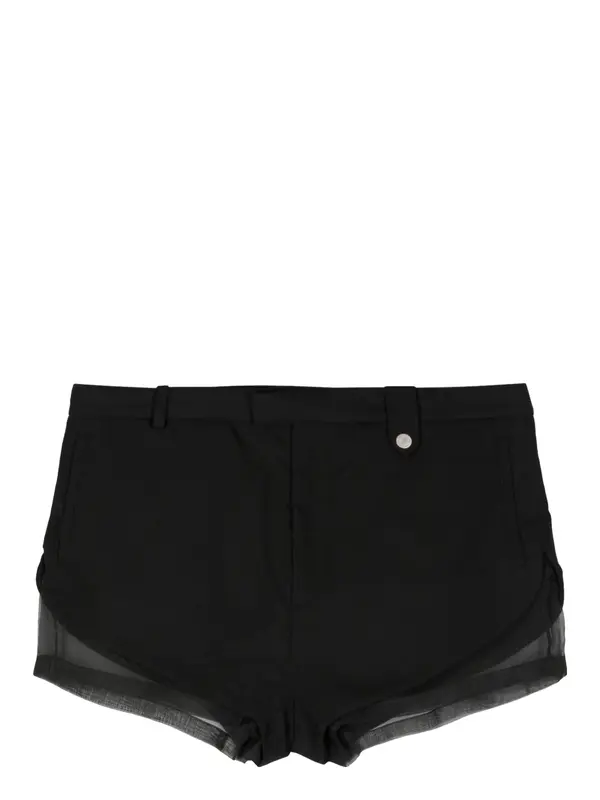 EGONLAB Sheer Panelling Wool Mini Shorts - Black