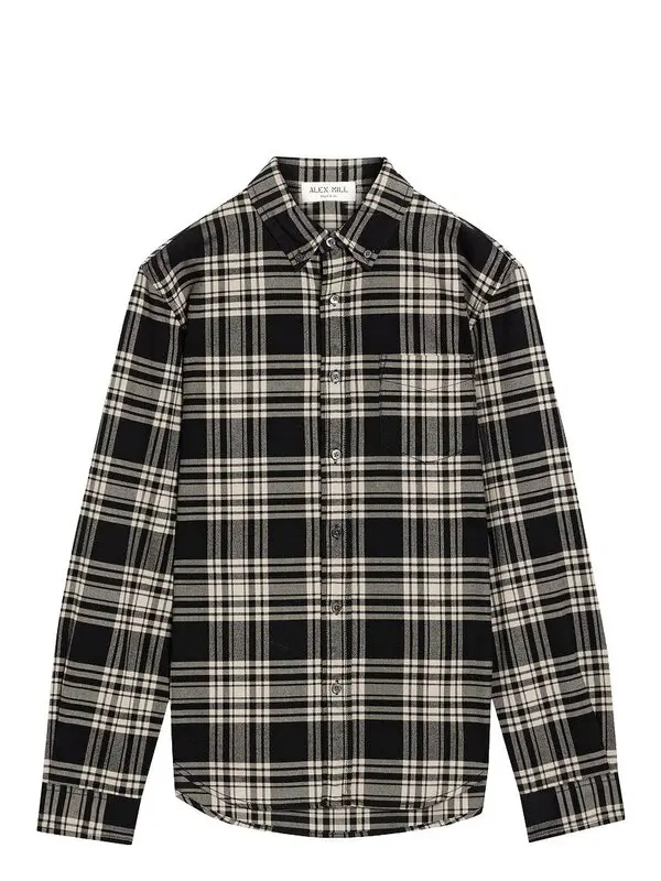 ALEX MILL Mill Checked Cottonflannel Shirt - Black