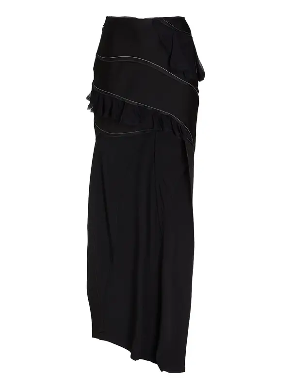 Victoria Beckham Ruffled Satin-crepe And Georgette Skirt - Black