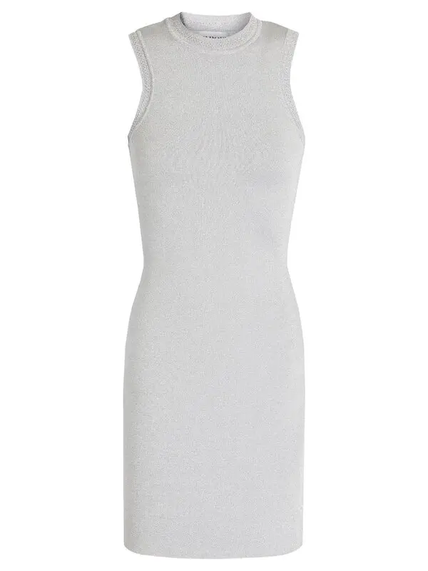 Victoria Beckham Metallic Knitted Mini Dress - Silver
