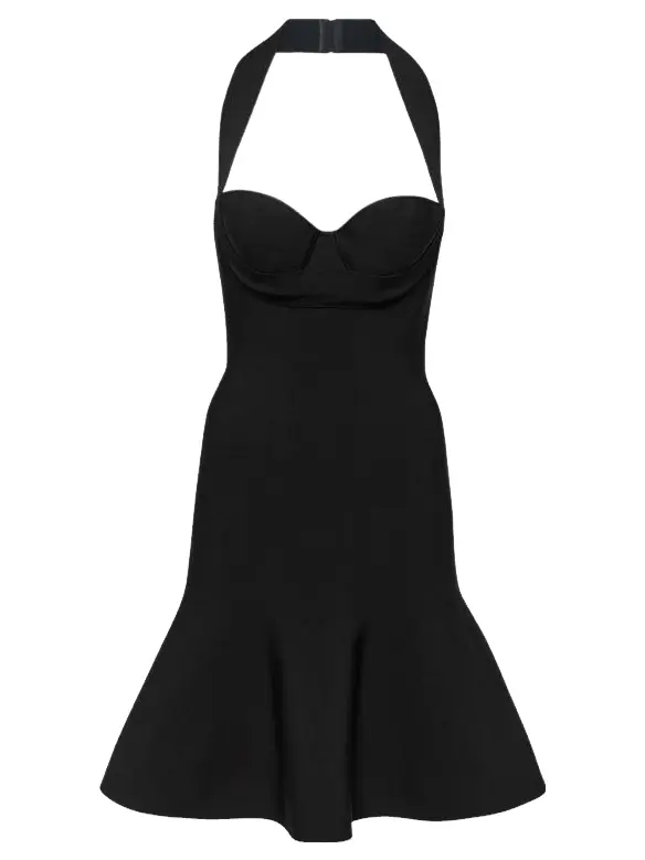Alaïa Ribbed-knit Halterneck Minidress - Black