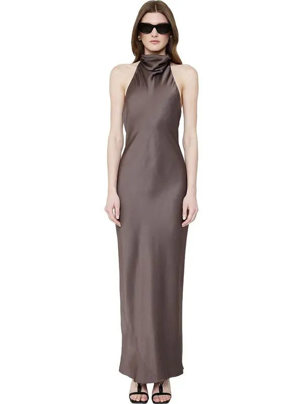 ANINE BING Eliana Silk Charmeuse Dress - Iron
