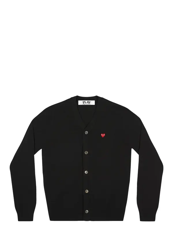 Play Comme Des Garcon Small Heart Cardigan - Black