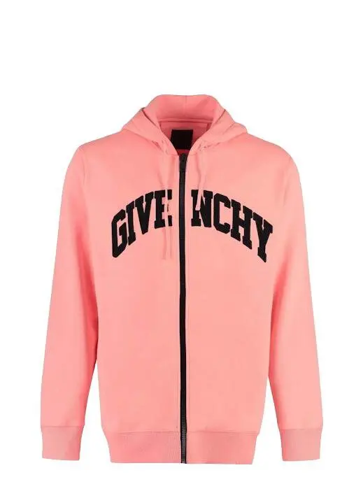 Givenchy Logo Zip Up Hoodie - Pink/black