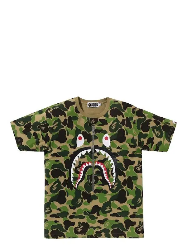 A BATHING APE Abc Camo Shark Tee Shirt - Green