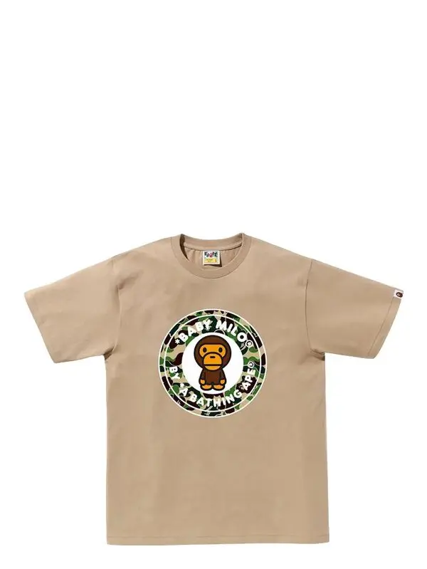A BATHING APE Abc Camo Milo Busy Works Tee Shirt - Beige/green