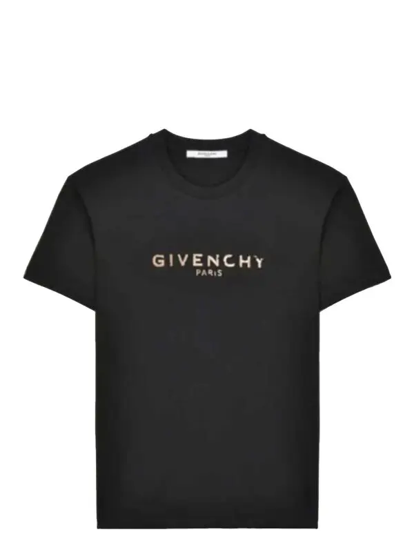 Givenchy Vintage Effect Metallic Logo T-shirt - Black