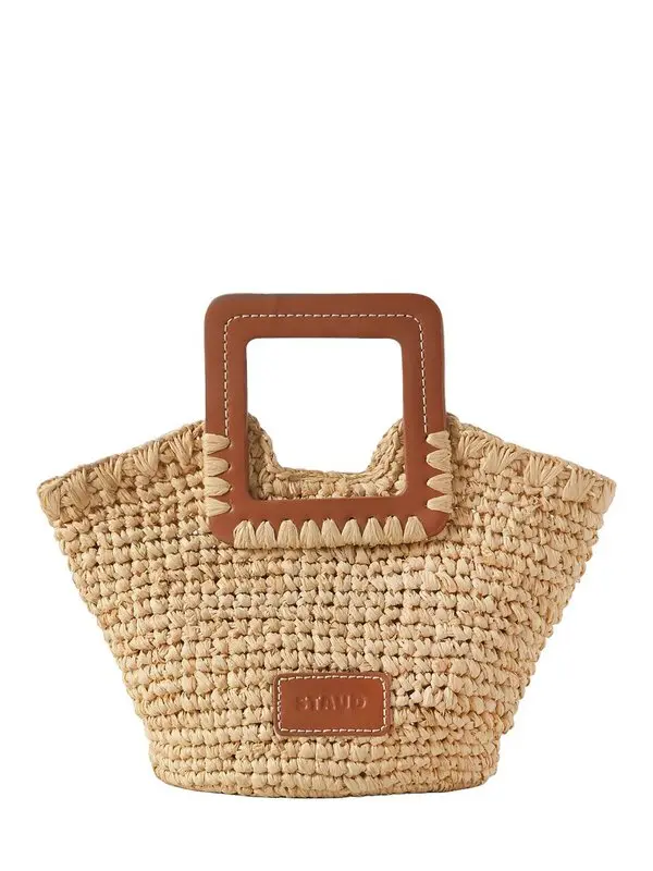 Staud Sienna Mini Raffia Tote - Brown