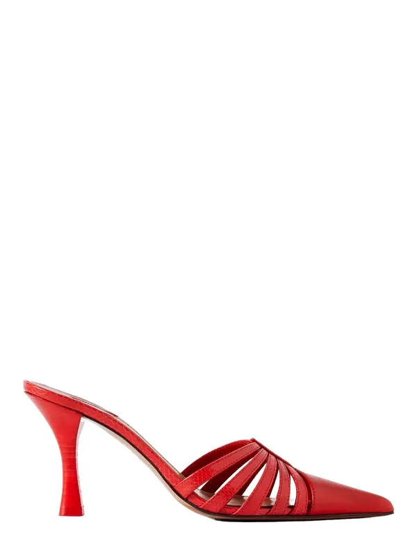Paris Texas Nadia Lee Cohen Patent And Snake-effect Leather Mules - Red