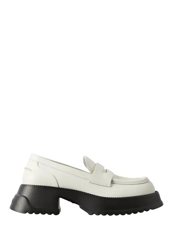 Marni Exaggerated-sole Leather Loafers - White