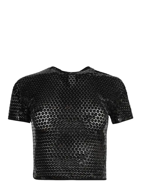 MUGLER Sequin-embellished Crop Top - Black