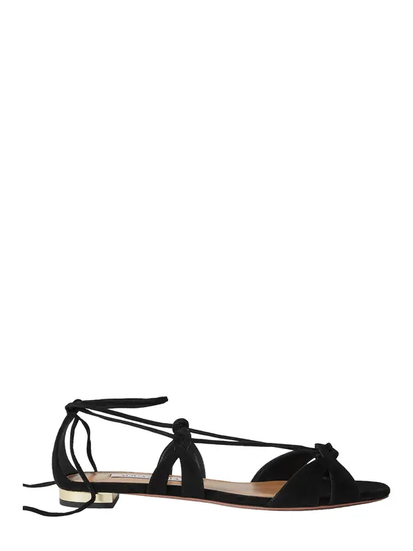 AQUAZZURA Cala Di Volpe Suede Sandals - Black