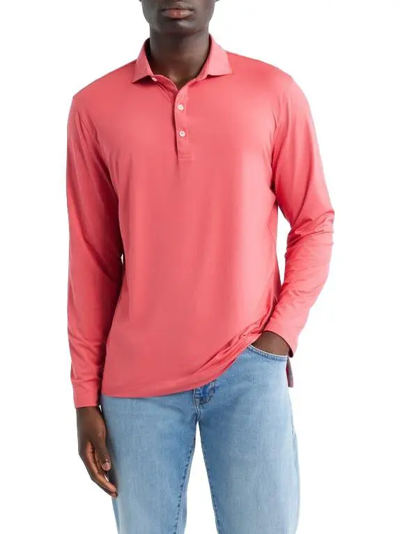 Johnnie-o Swing Long Sleeve Performance Polo - Lobster