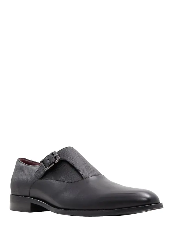 Aldo Buckled Monk Strap Leather Shoe - Other Black