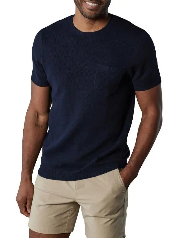 THE NORMAL BRAND Waffle Stitch Short Sleeve Sweater - Navy