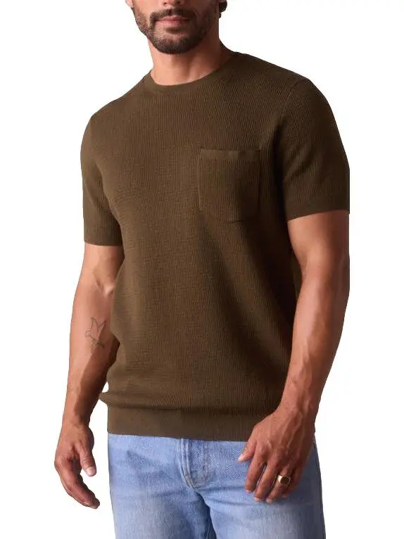 THE NORMAL BRAND Waffle Stitch Short Sleeve Sweater - Olive