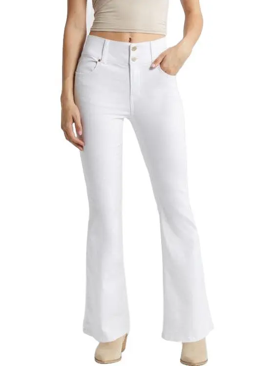 1822 Denim Fit & Lift High-rise Flare Jeans - White