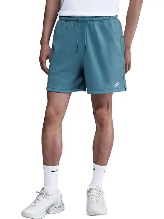 Nike Club French Terry Flow Shorts - Denim Turquoise/ White