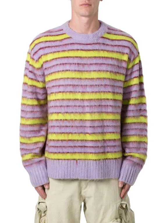 Mnml Striped Faux Mohair Sweater - Green/purple