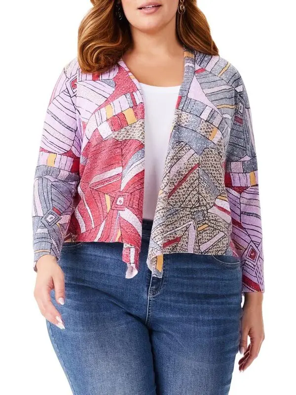 NIC+ZOE Mosaic Floral Convertible Cardigan - Pink Multi
