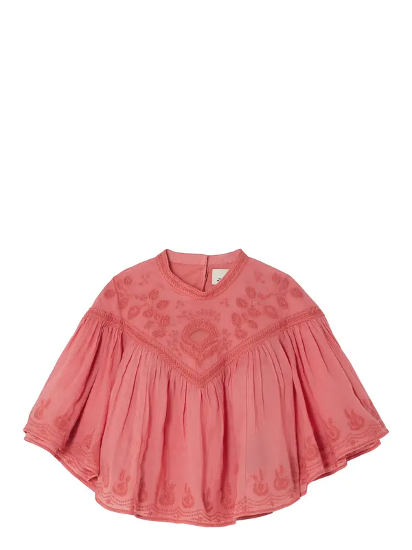 Isabel Marant Elodia Embroidered Ramie Blouse - Orange
