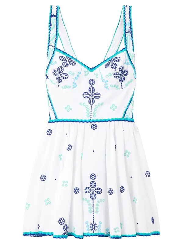 Charo Ruiz Ibiza Moli Broderie Anglaise Cotton-blend Mini Dress - Blue