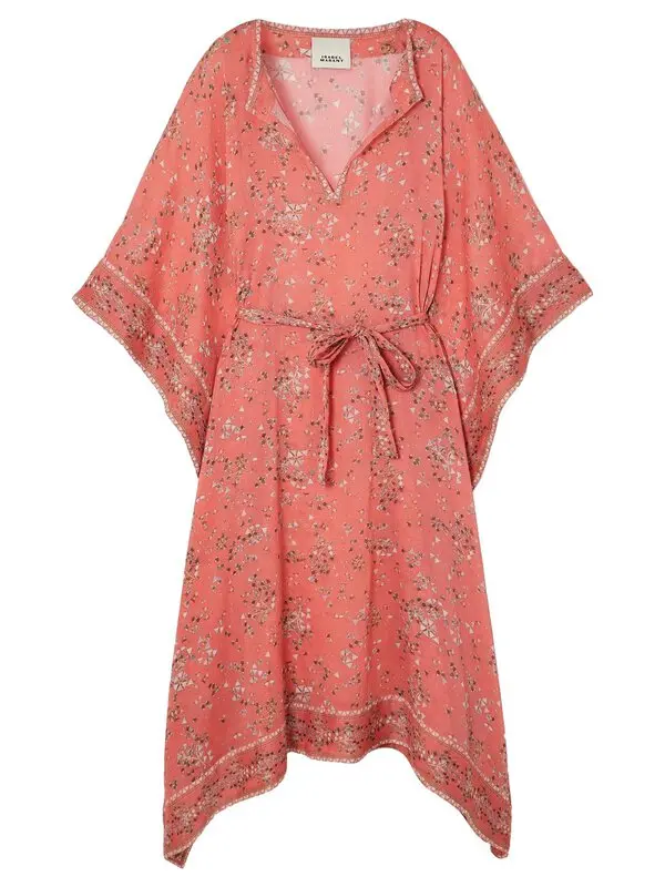 Isabel Marant Amira Printed Cotton And Silk-blend Chiffon Midi Dress - Orange