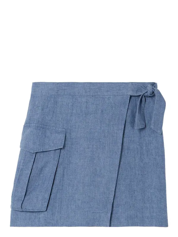 Polo Ralph Lauren Linen Mini Wrap Skirt - Blue