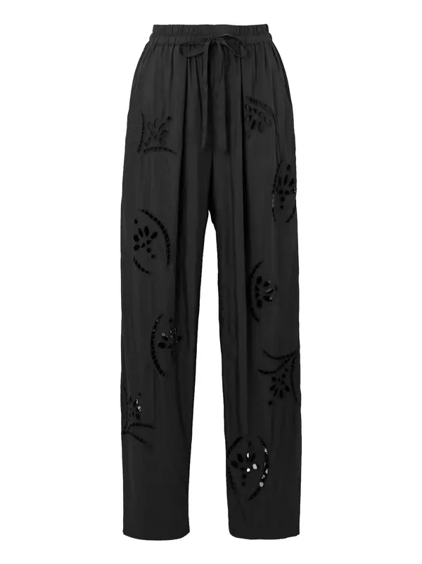 MARANT ETOILE Isabel Marant Hectorina Broderie Anglaise Modal-blend Pants - Black