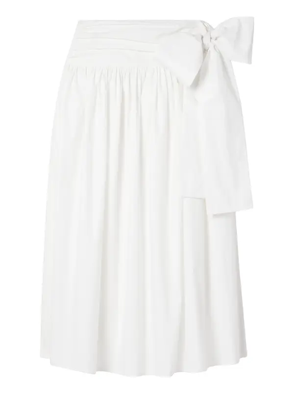 Magda Butrym Gathered Cotton-poplin Midi Wrap Skirt - White