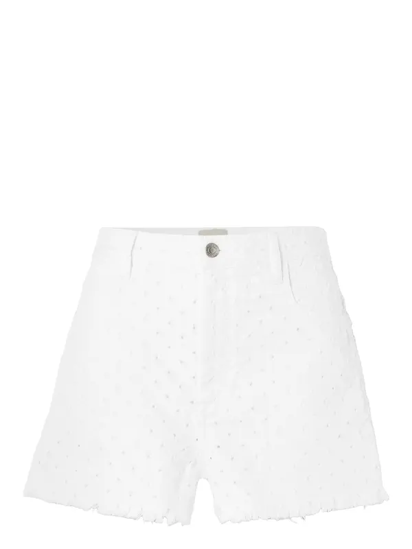 Isabel Marant Lesia Frayed Denim Shorts - White