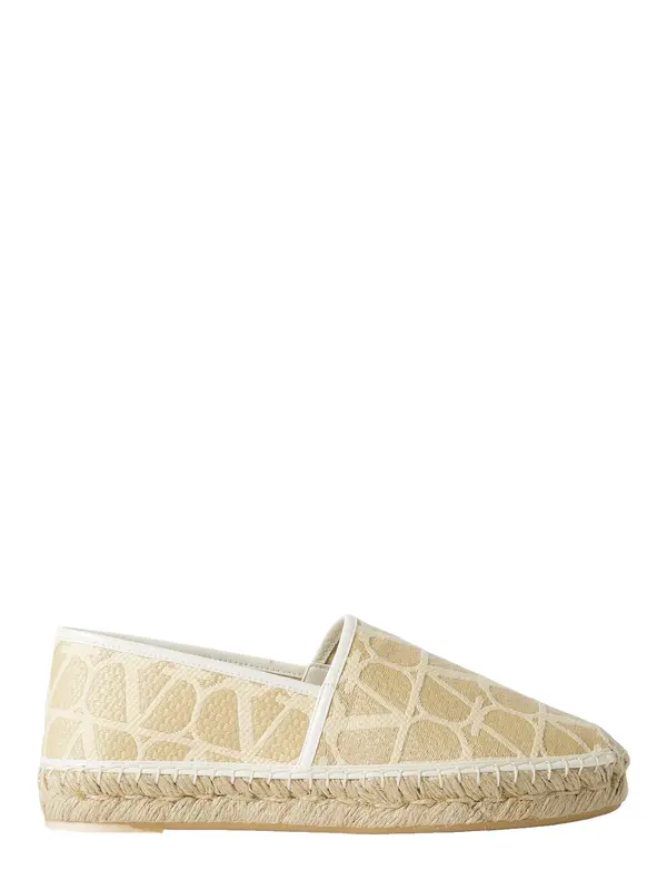 Valentino Garavani Leather-trimmed Jacquard Raffia Espadrilles - Neutrals
