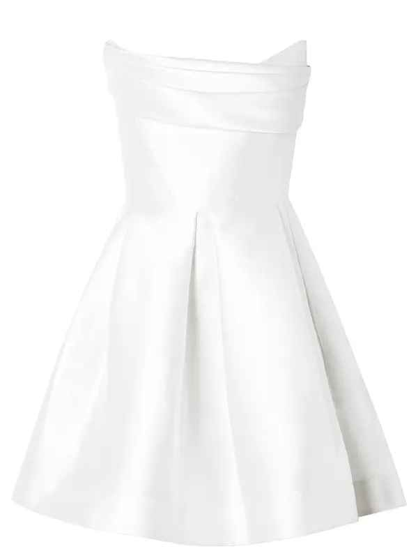 Alex Perry Strapless Draped Sateen Mini Dress - White