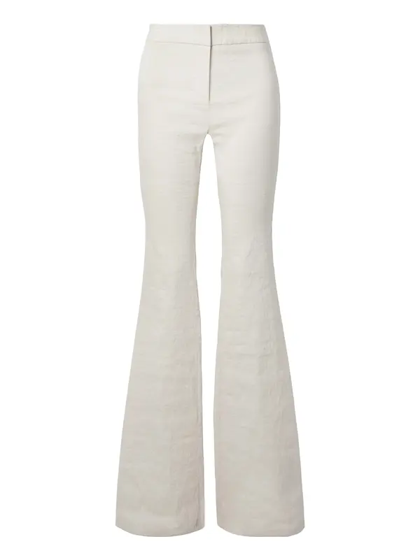 Brandon Maxwell The Fae Crinkled Flared Trousers - Gray