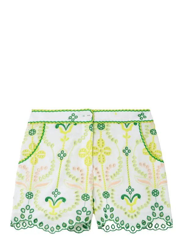 Charo Ruiz Ibiza Mason Broderie Anglaise Cotton-blend Shorts - Ivory