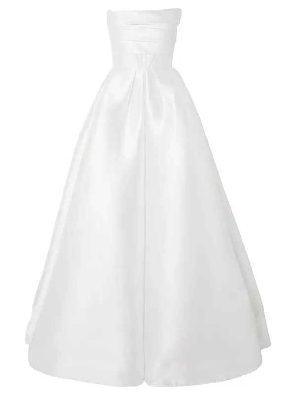 Alex Perry Isobel Strapless Draped Satin-faille Gown - White