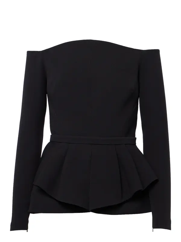 Safiyaa Brien Off-shoulder Crêpe Peplum Top - Black