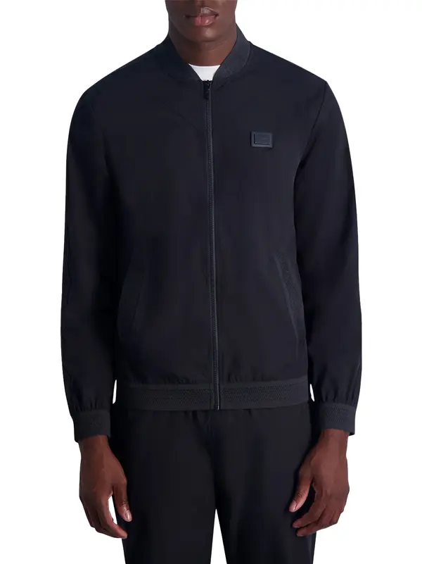 Karl Lagerfeld Paris Track Jacket With Mesh Trim - Black