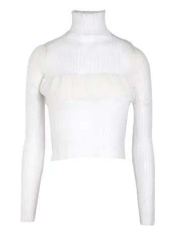 MSGM Embellished Knit Top - White