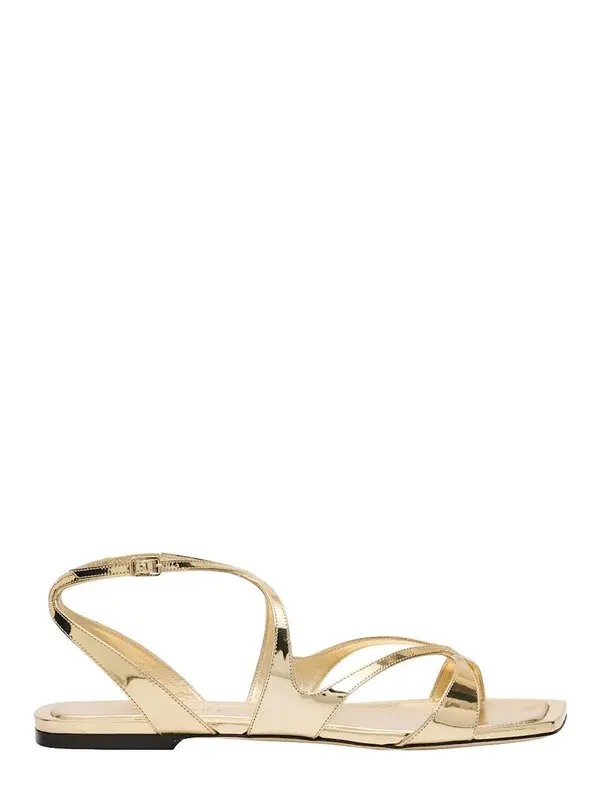 JIMMY CHOO Ayla Metallic Leather Sandals - Gold