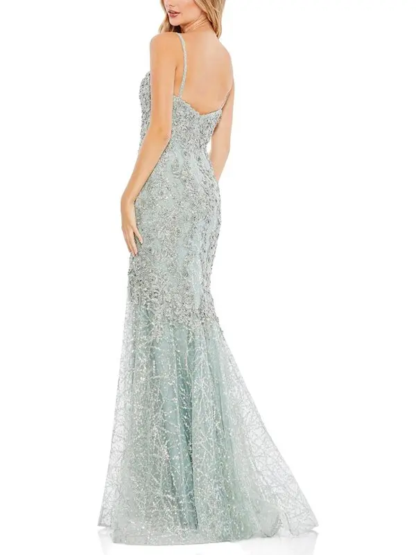 Mac Duggal Embellished Plunge Neck Trumpet Gown - Mint