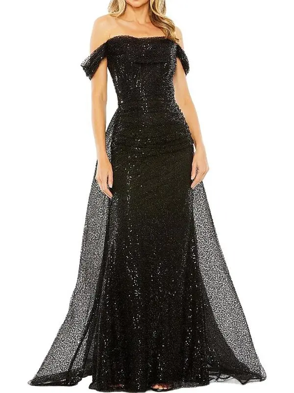 Mac Duggal Off-the-shoulder Sequin Gown - Black