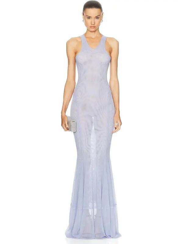 Norma Kamali Racer Fishtail Gown - Misty Blue