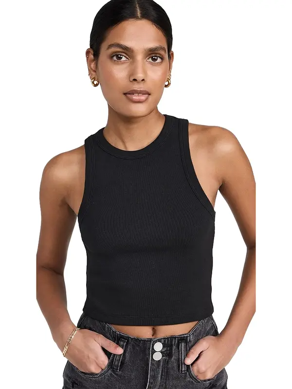 Sold Out NYC Ribbed Crop Tank - Black