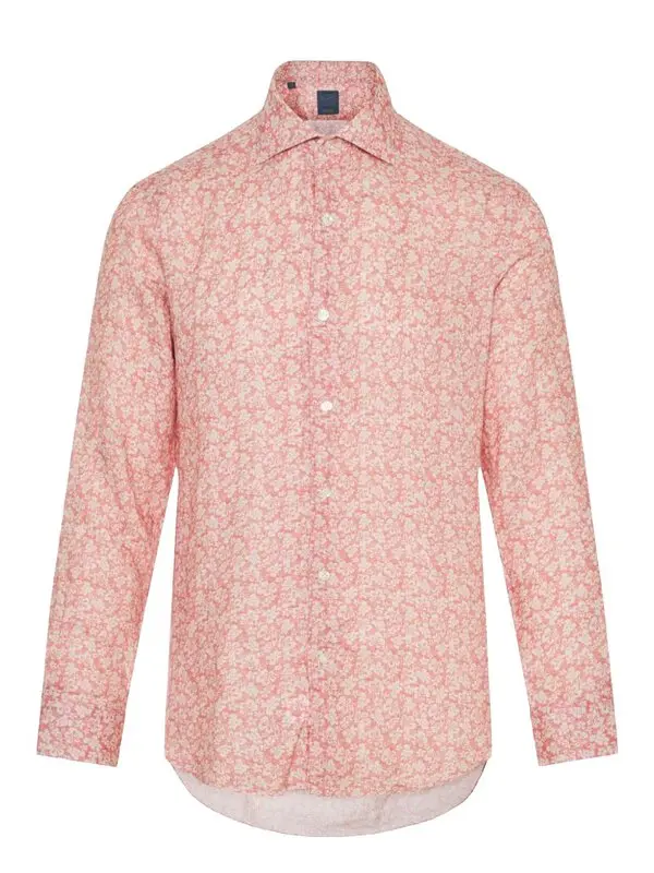 BARBA NAPOLI Floral-print Linen Shirt - Red