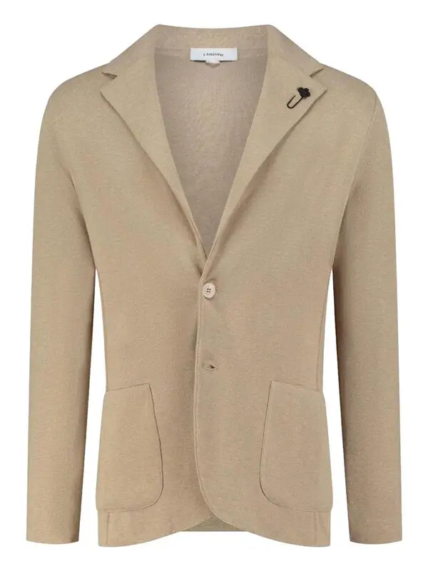 LARDINI Single-breasted Blazer With Brooch - Neutrals